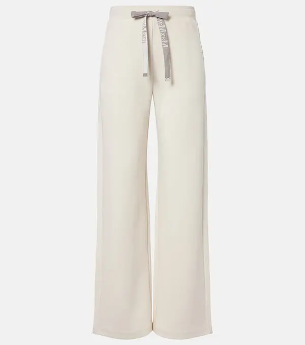 Max Mara Cotton-blend Jersey Wide-leg Sweatpants - White