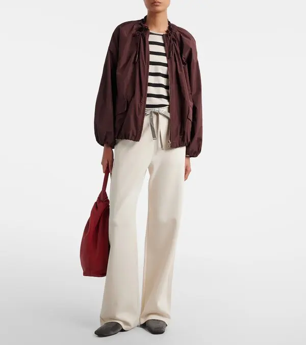 Max Mara Cotton-blend Jersey Wide-leg Sweatpants - White