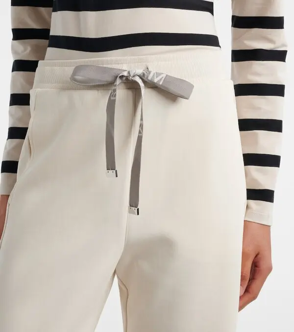 Max Mara Cotton-blend Jersey Wide-leg Sweatpants - White