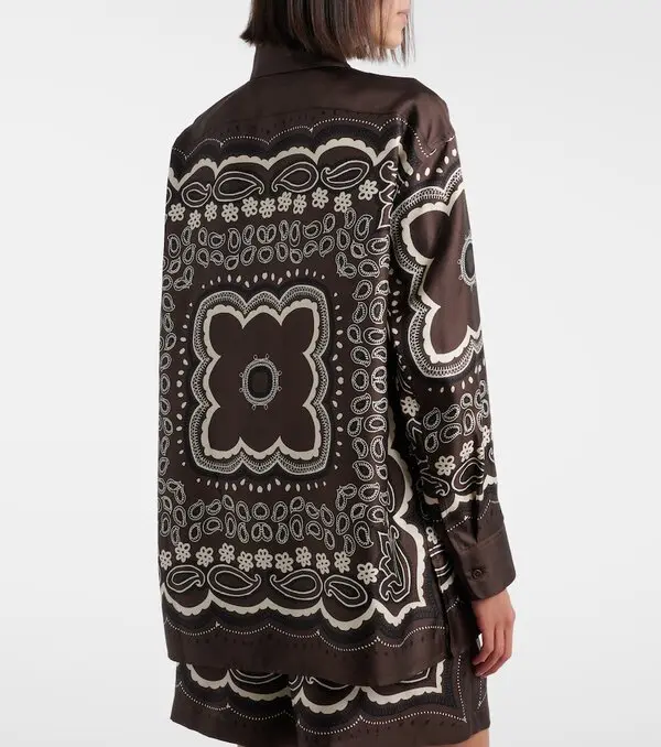 NILI LOTAN Alfie Printed Silk Twill Shirt