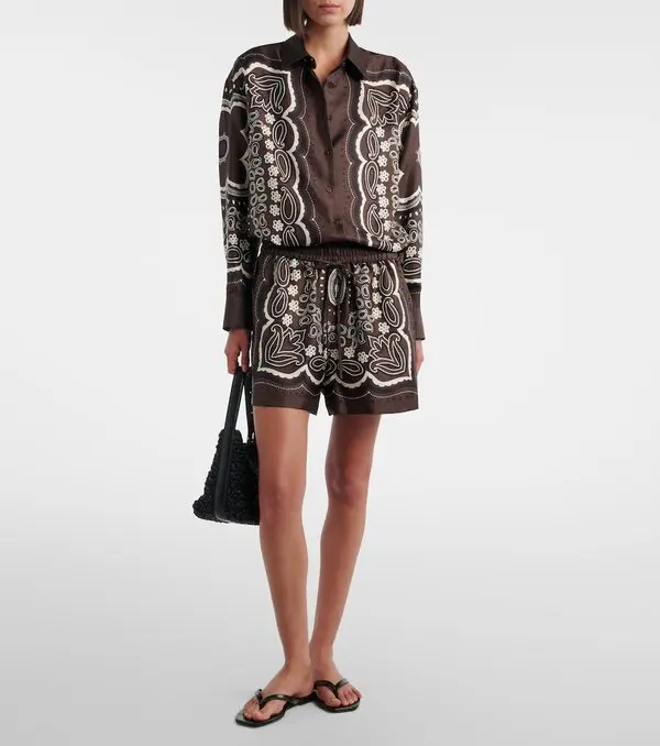 NILI LOTAN Alfie Printed Silk Twill Shirt