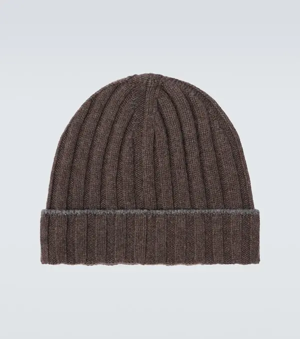 Brunello Cucinelli Ribbed Cashmere Beanie - Brown