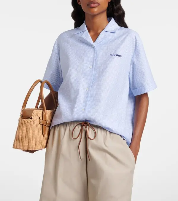 Miu Miu Gingham Cotton Poplin Shirt