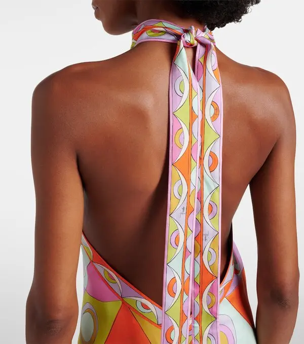 Emilio Pucci Occhi Silk Twill Midi Dress
