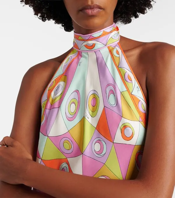 Emilio Pucci Occhi Silk Twill Midi Dress