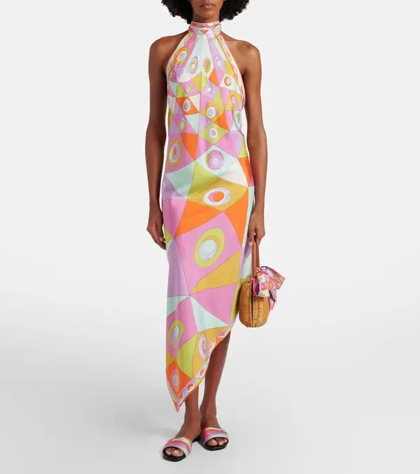 Emilio Pucci Occhi Silk Twill Midi Dress