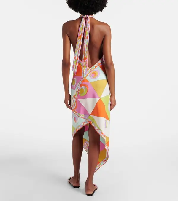 Emilio Pucci Occhi Silk Twill Midi Dress