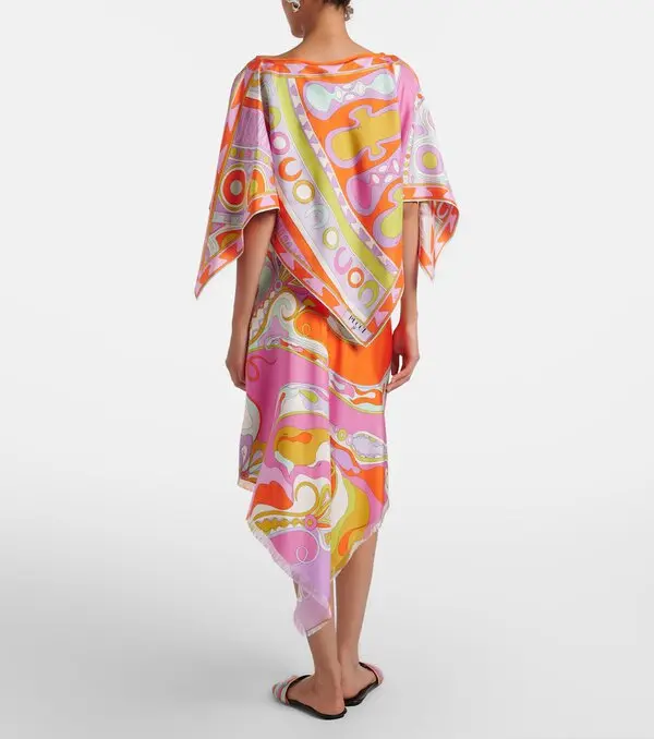 Emilio Pucci Orchidee Silk Twill Midi Skirt