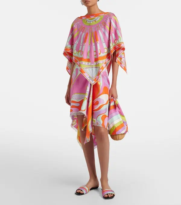 Emilio Pucci Orchidee Silk Twill Midi Skirt