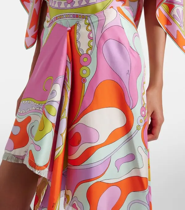 Emilio Pucci Orchidee Silk Twill Midi Skirt