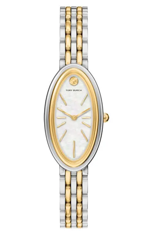 Tory Burch The Oval Elongated Bracelet Watch - Two Tone