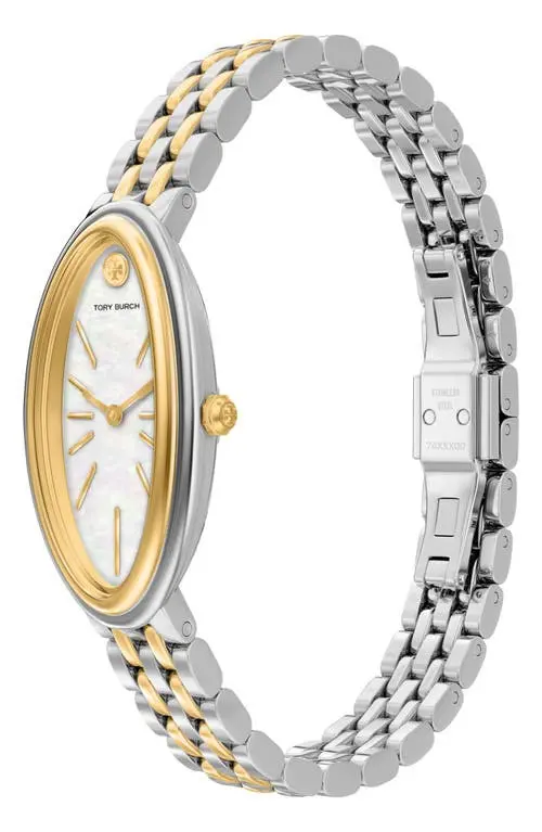 Tory Burch Oval Elongated Bracelet Watch - Two Tone