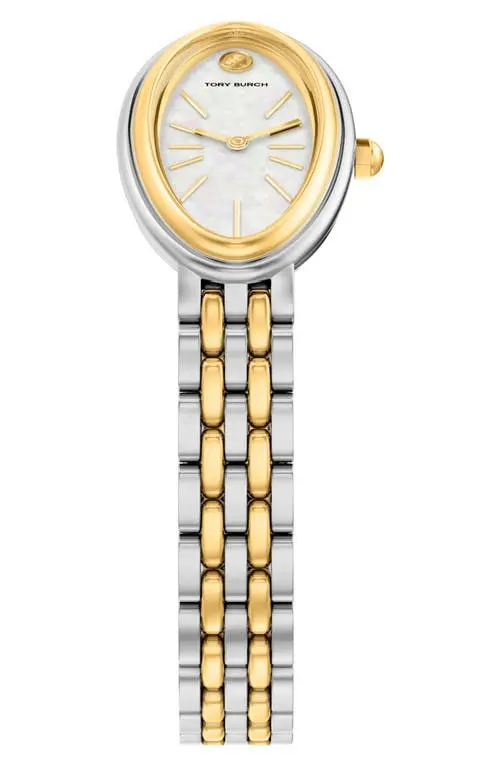 Tory Burch Oval Elongated Bracelet Watch - Two Tone