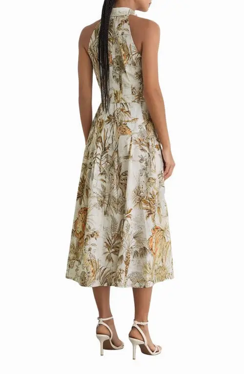 REISS Tate Safari Print Midi Dress