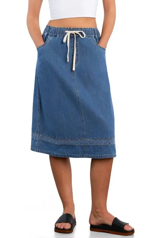 HINT OF BLU Daisy Chain Inset Denim Drawstring Skirt - Effortless Blue