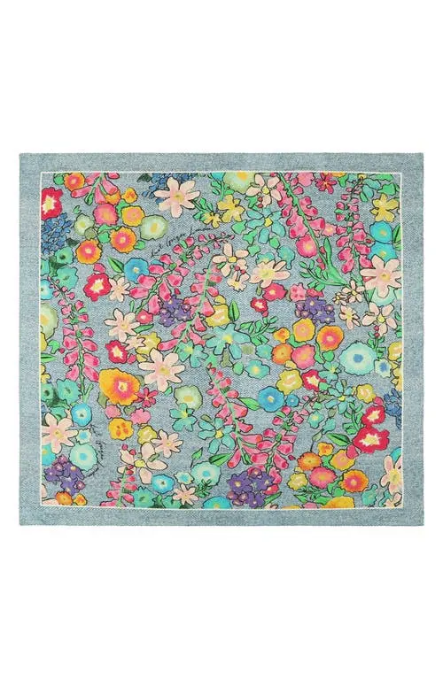 Kurt Geiger Floral Denim Silk Square Scarf