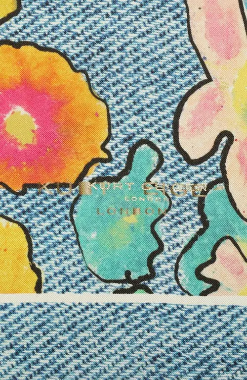 Kurt Geiger Floral Denim Silk Square Scarf