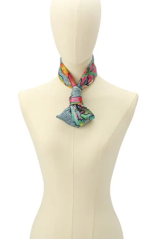 Kurt Geiger Floral Denim Silk Square Scarf