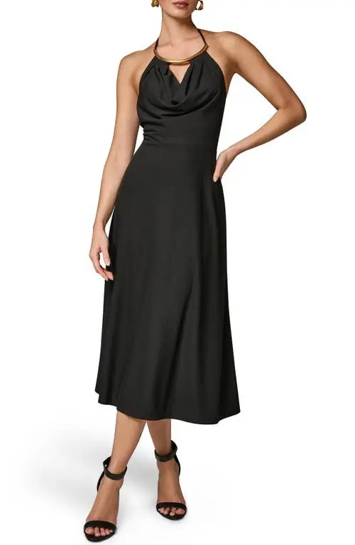 Donna Karan New York Halterneck Cowl Neck Midi Dress - Black