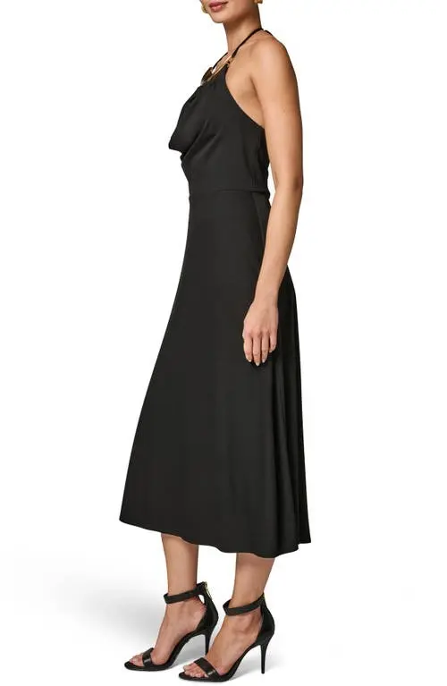 Donna Karan New York Halterneck Cowl Neck Midi Dress - Black