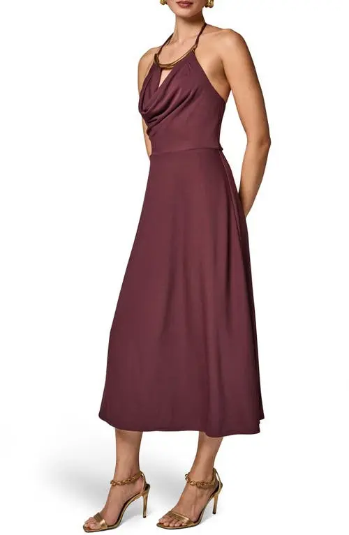 Donna Karan New York Halterneck Cowl Neck Midi Dress