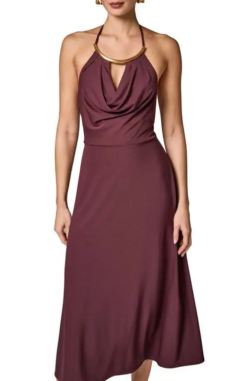 Donna Karan New York Halterneck Cowl Neck Midi Dress