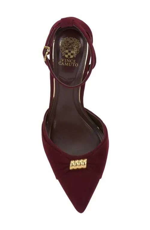 Vince Camuto Mallie Ankle Strap Stiletto Pumps With Pointed Toe And Hardware Accent - Pomegranate