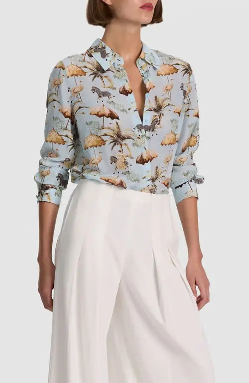 Alice + Olivia Willa Print Silk Shirt