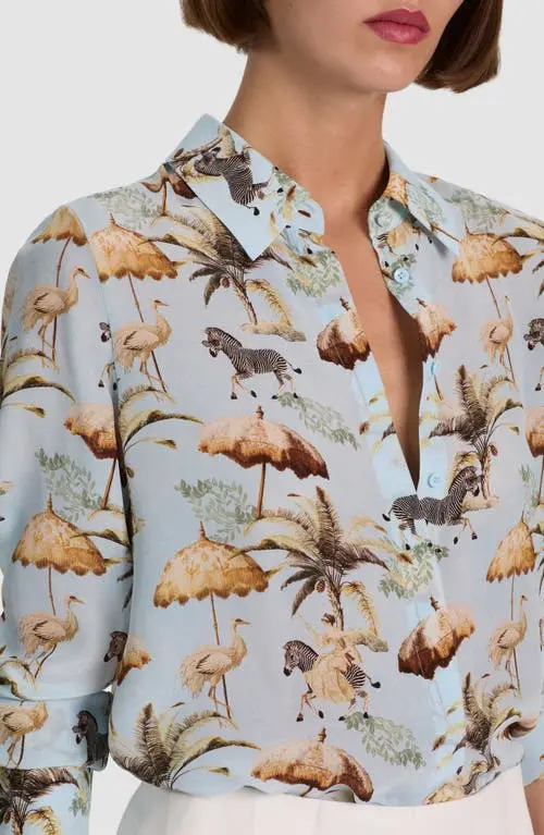 Alice + Olivia Willa Print Silk Shirt
