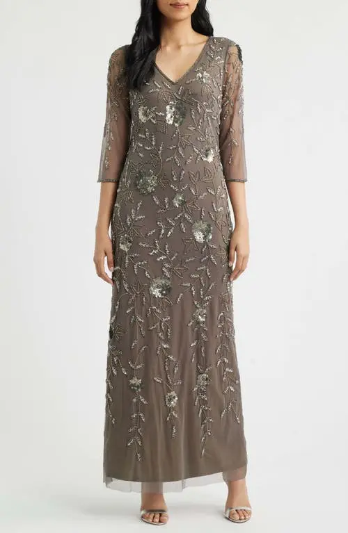 Pisarro Nights Embellished V-neck Gown