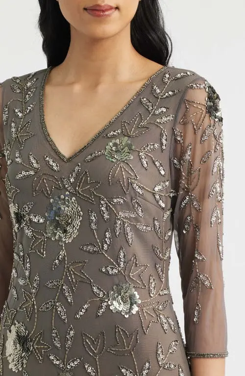 Pisarro Nights Embellished V-neck Gown