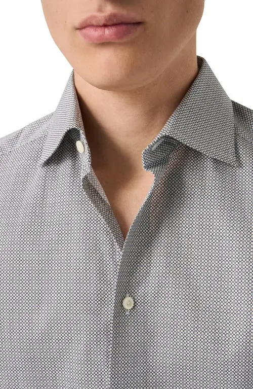 Eton Regular Fit Microprint Signature Cotton Twill Dress Shirt - Navy