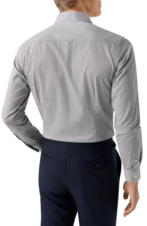 Eton Regular Fit Microprint Signature Cotton Twill Dress Shirt - Navy
