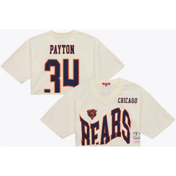 Mitchell & Ness Walter Payton Chicago Bears Cropped Fashion Jersey - Cream