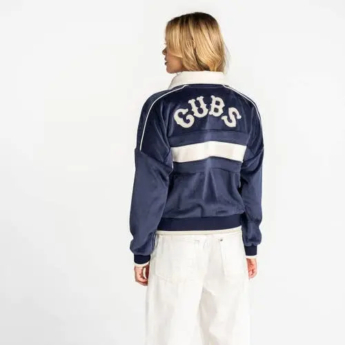 THE WILD COLLECTIVE Chicago Cubs Velvet Corduroy Full-zip Jacket - Navy