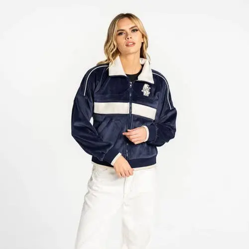 THE WILD COLLECTIVE Chicago Cubs Velvet Corduroy Full-zip Jacket - Navy