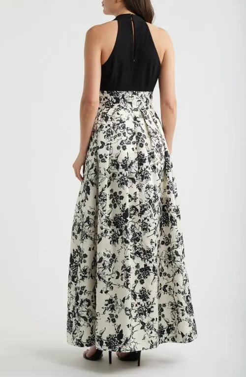 Julia Jordan Print Pleated Sleeveless Gown