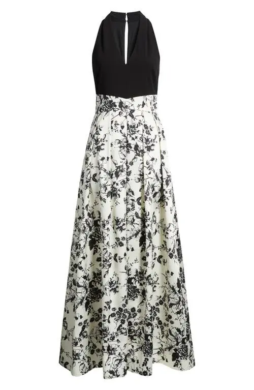 Julia Jordan Print Pleated Sleeveless Gown