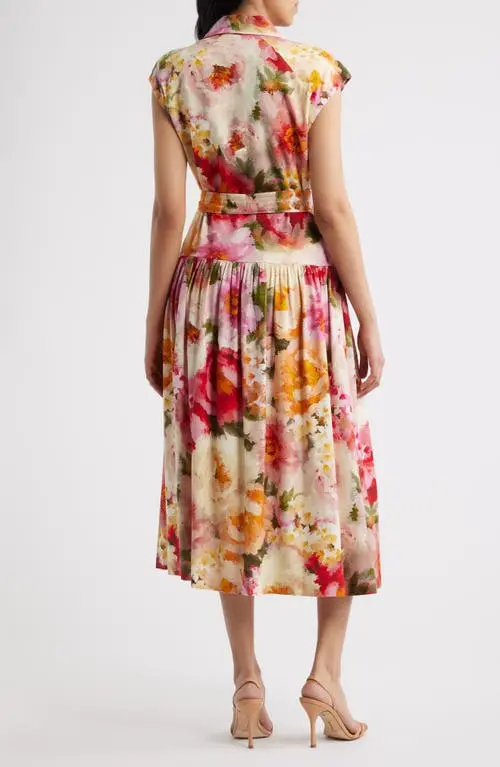 Julia Jordan Floral Print Tie Waist Midi Dress