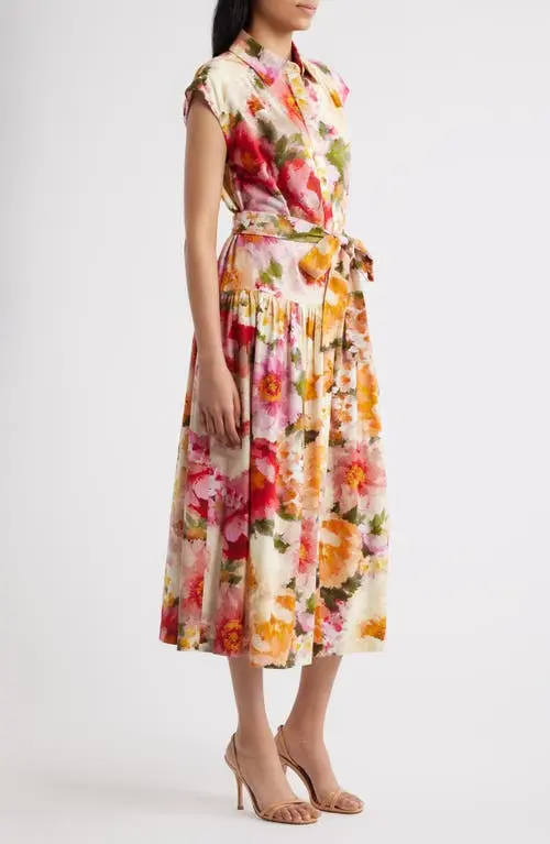 Julia Jordan Floral Print Tie Waist Midi Dress