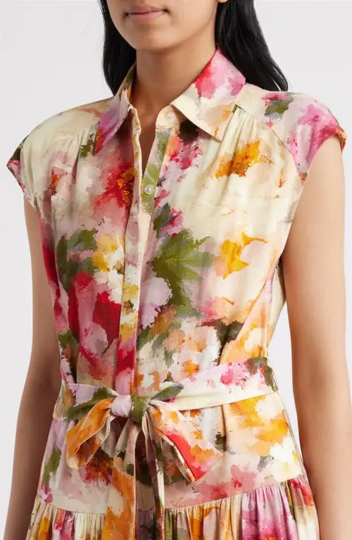 Julia Jordan Floral Print Tie Waist Midi Dress