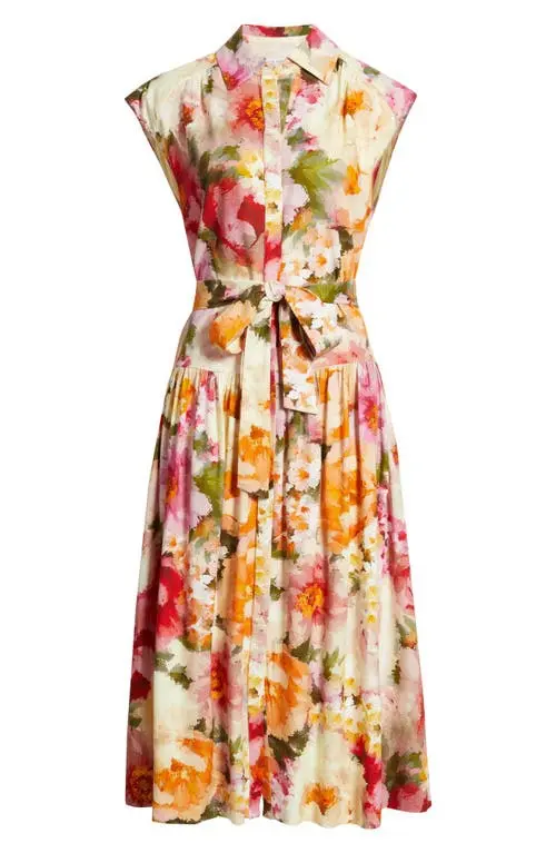 Julia Jordan Floral Print Tie Waist Midi Dress