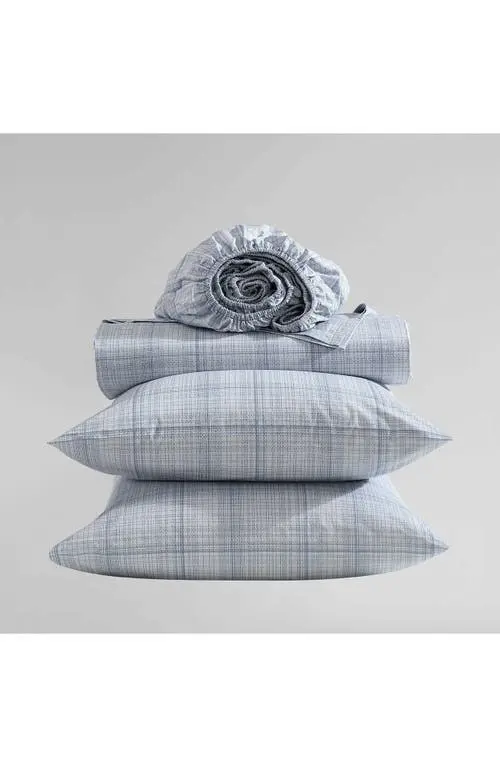 Calvin Klein Multi Grid 200 Thread Count Cotton Percale Sheet Set