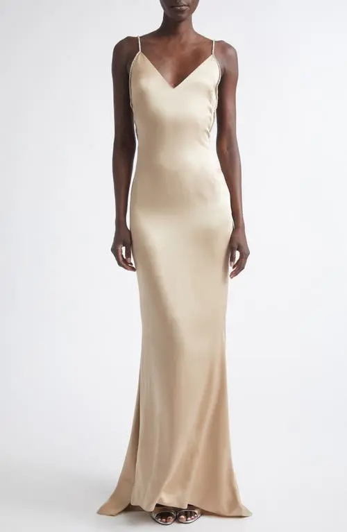 TOM FORD Crystal Chain Satin Gown - Beige/crystal