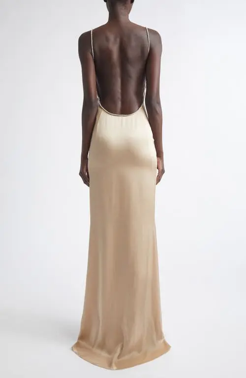 TOM FORD Crystal Chain Satin Gown - Beige/crystal