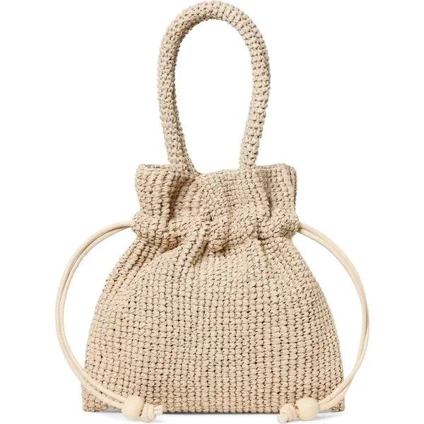 LOEFFLER RANDALL Kylie Raffia Drawstring Pouch - Natural