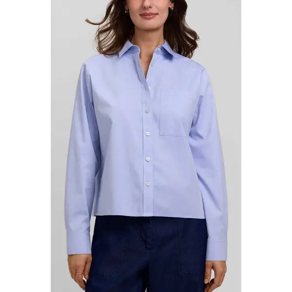 Foxcroft Jodie Cotton Button-up Shirt - Blue Wave