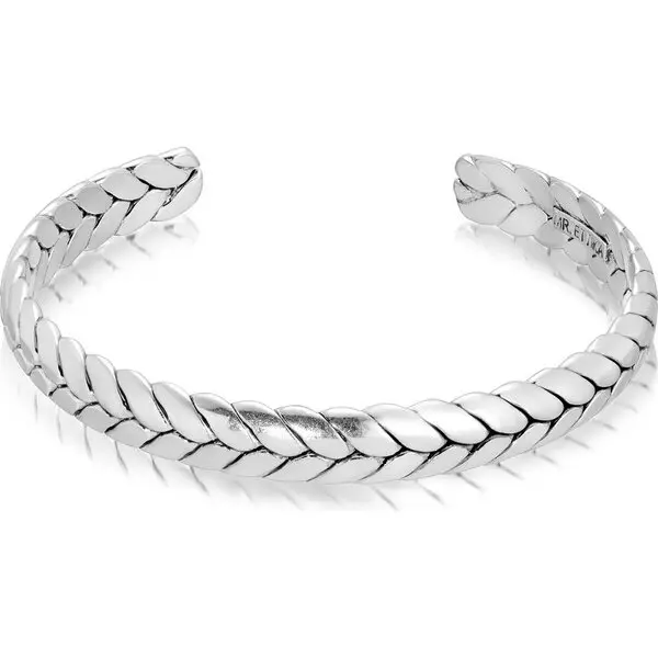 MR. ETTIKA Braided Cuff Bracelet In Plate - Silver