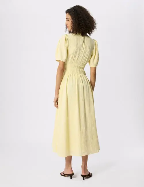 Whistles Gathered Textured Midi Dress