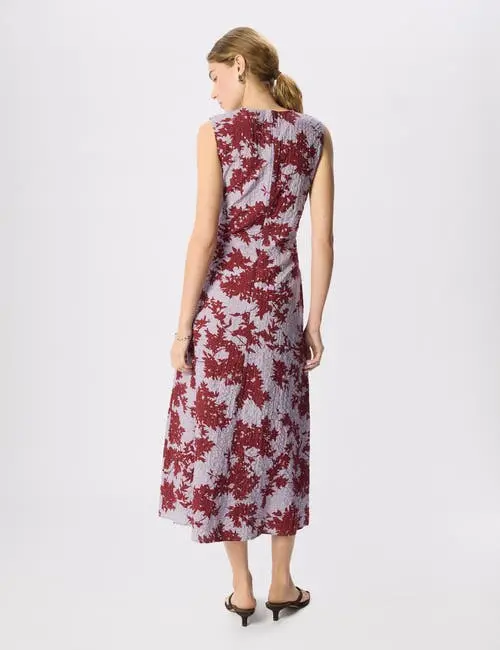 Whistles Floral Textured V-neck Midi Dress